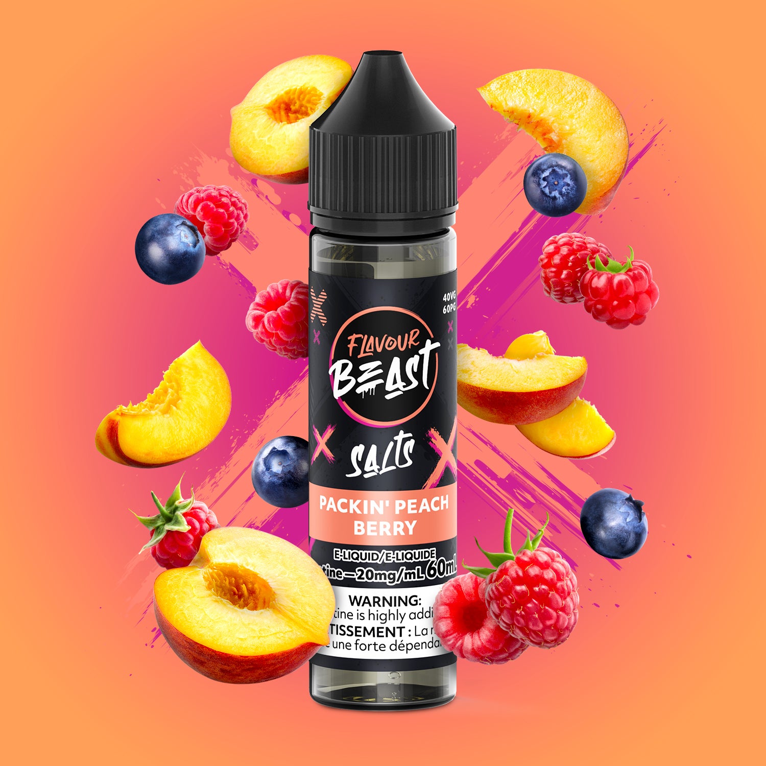 FLAVOUR BEAST SALT PACKIN' PEACH BERRY 60ML